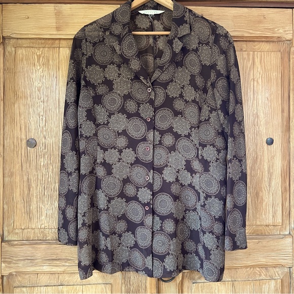 Express | Tops | Sheer Tunic Top Notched Collar And Princess Lines May ...